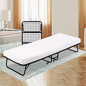 YIQIEDEY Guest Bed Folding Bed Frame Fold Up Heavy Duty Extra Portable Camping Cots Without Wheels Hideaway Temporary Single Twin Size Rollaway Bed for Adults,Kids - 150LBS Capacity