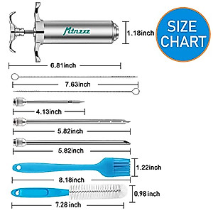 Marinade Injector Syringe and Brushes Set, Meat Injector Syringe with 3 Professional Marinade Injector Needles, Creates Tender Meat & Poultry Flavors, for BBQ Grill Smoker & Turkey & Brisket
