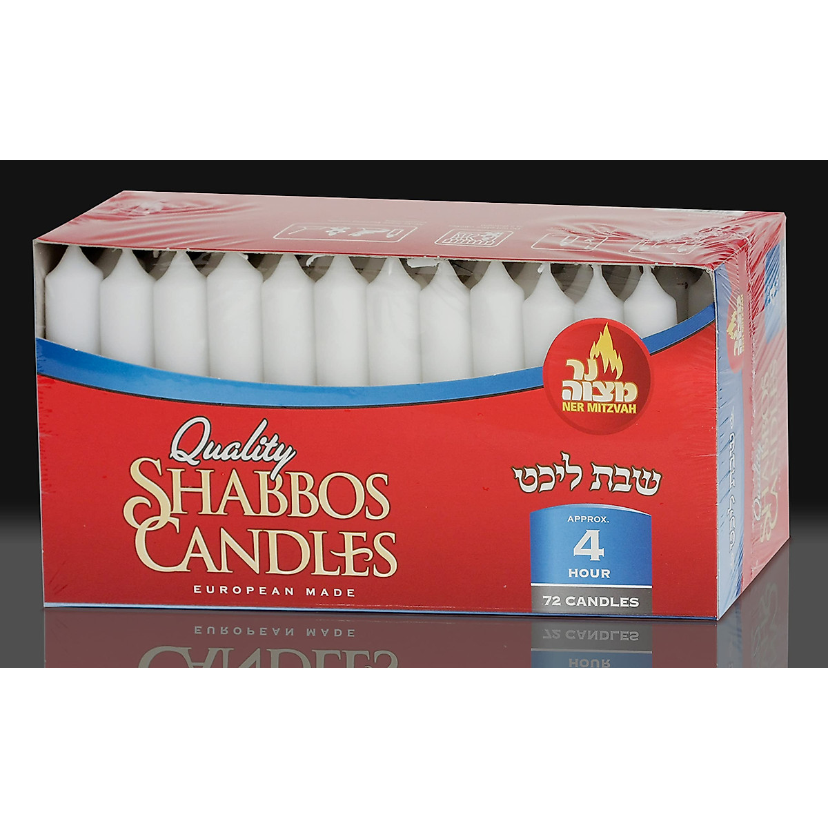 Ner Mitzvah Classic White Taper Candles – 7 Inch Candles - 60 Bulk Pack - for Shabbat Candles, Dinner Tables, Restaurants, Ceremonies and Emergency - 6 Hour Burn Time