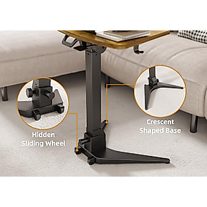 Claiks Mobile Standing Desk, Small Rolling Standing Desk, Pneumatic Height Adjustable Sit-Stand Desk with 90° Tiltable, Portable Mobile Workstation, with Non-Slip Computer Stand, Rustic Brown