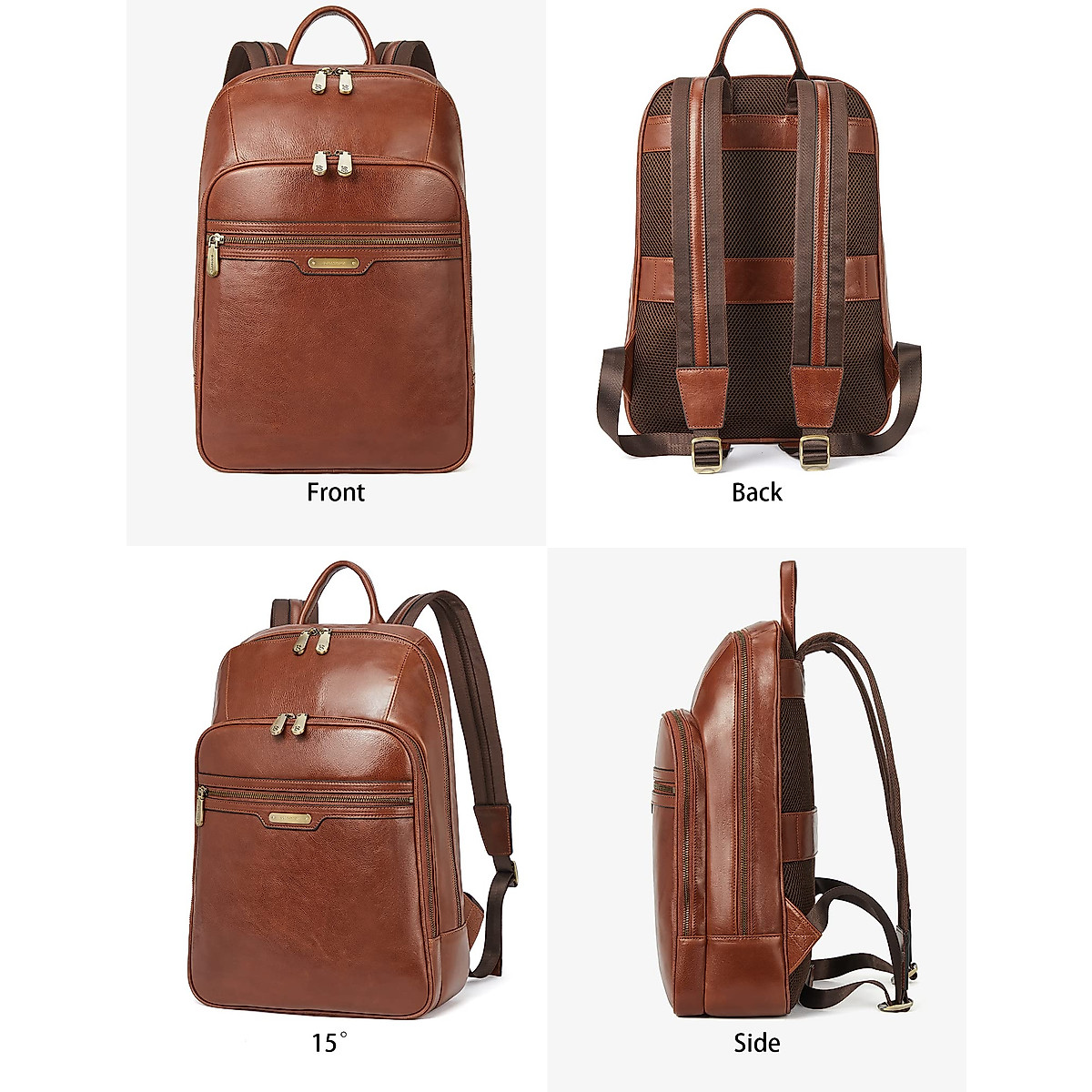 BOSTANTEN Genuine Leather Travel Weekender Overnight Duffel Bag＆ Mens Leather Backpack 15.6 inch Computer Backpack