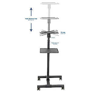 VIVO Mobile Rolling Projector Stand, Height Adjustable Projector and Laptop Trolley Presentation Cart, Black, CART-V04C
