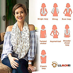 Lilmonki Nursing Scarf Multi-Use - Breathable Car Seat, Stroller, and Cart Cover for Babies - Colorful Tulip Print - Bandana Bib, Pouch & Nursing Pads Included