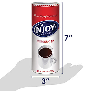 N'Joy Sugar Canister | 20 Ounce, Pack of 6 | 100% Pure Granulated Sugar| Easy Pour Lid, Bulk Size