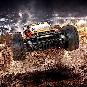 DEERC 200E 1:10 Large 3S Brushless High Speed RC Cars for Adults, 4X4 Fast RC Trucks W/Extra Shell LED Headlight, 60 KM/H, All Terrain Remote Control Car, Offroad Monster Truck for Boys,2 Battery