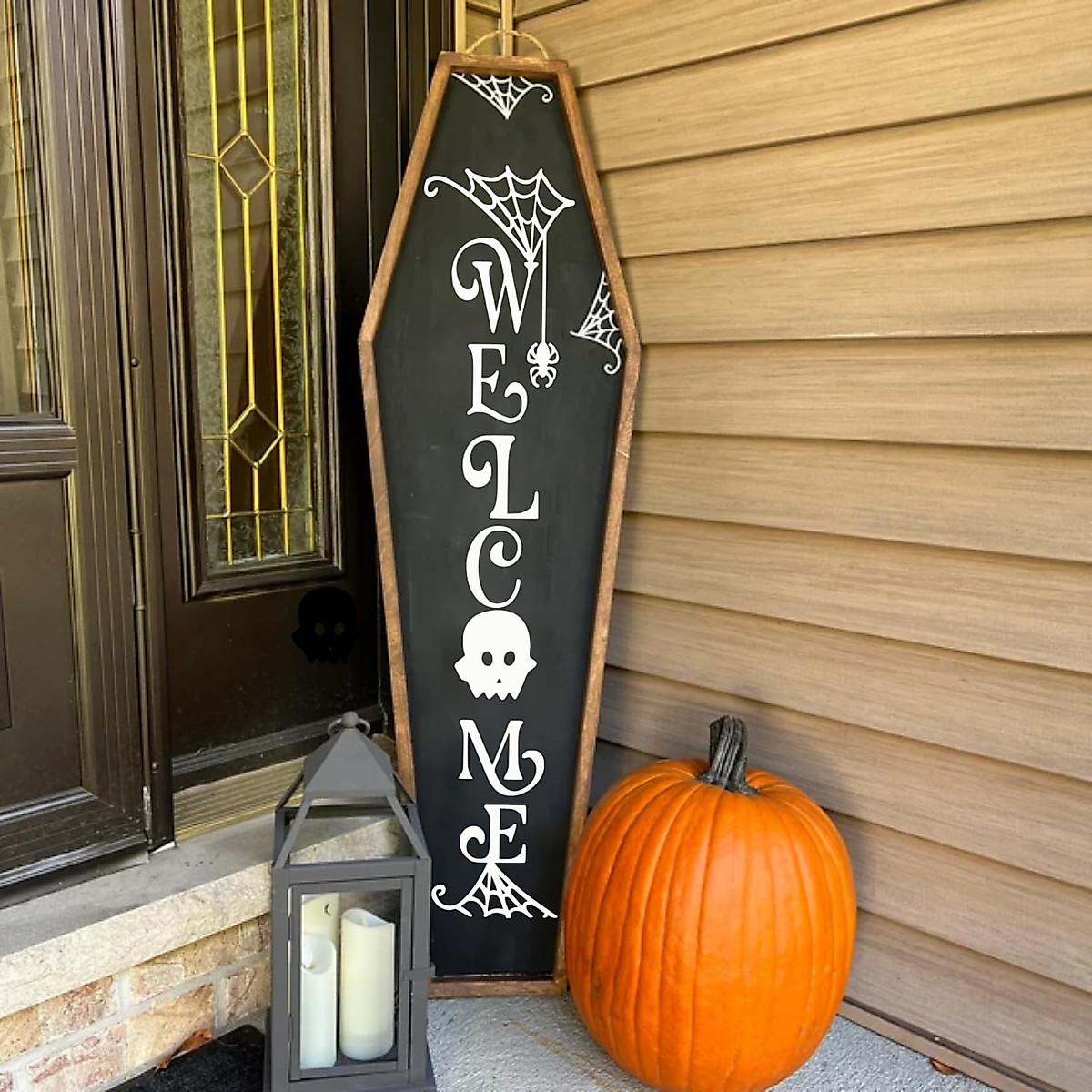 Halloween Stencils for Painting on Wood Door Sign Reusable Large Holiday Stencil for Crafts Canvas Wall Shirts Cookie Drawing Paint Decorating (Halloween Sign)