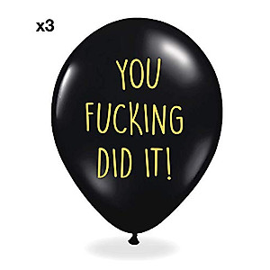 Rude Graduation Balloons - Pack of 12 Premium White And Black Funny Balloons - Class of 2023