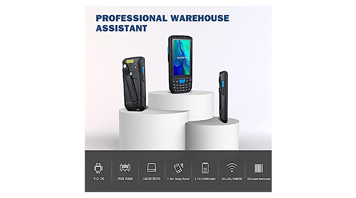 MUNBYN Android 9.0 Rugged Barcode Scanner w/ Honeywell 1D