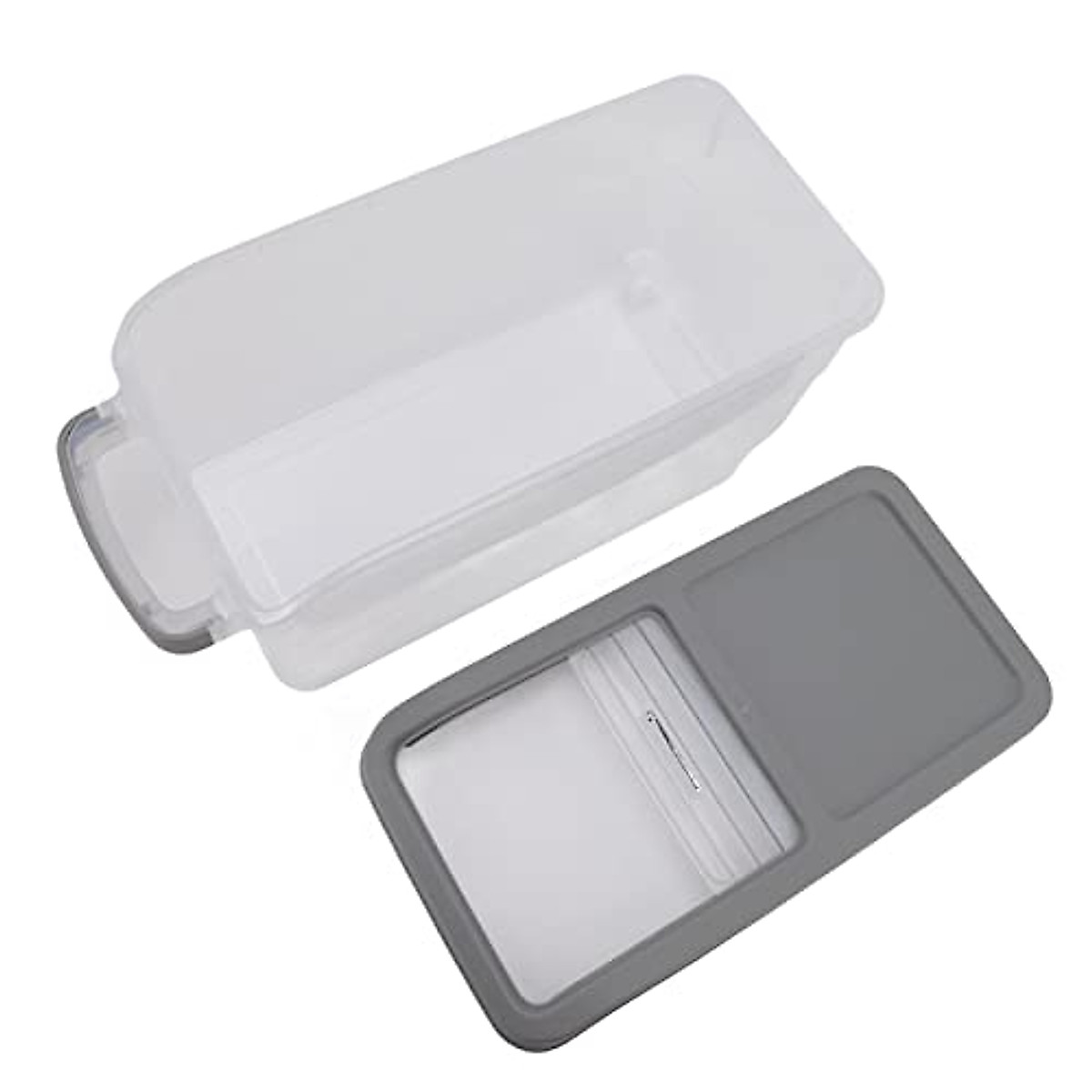 Zudoo Kitchen Food Container 10kg Food Grade PP Rice Storage Box Sliding Lid with Measuring Cup for Home Use (Grey)