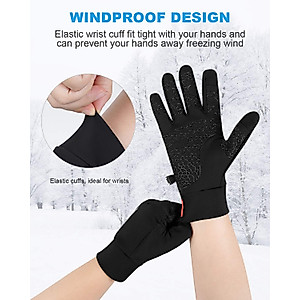 anqier Winter Gloves, Windproof Warm Touchscreen Gloves Men Women for Cycling Running Outdoor Activities