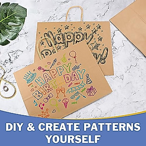 XPCARE 50Pack Paper Gift Bags with Handles Bulk,16x6x12Inch Plain Natural Kraft Bags Packaging,Brown Paper Bags,for Birthday Party,Boutiques,Small Business,Retail Stores,Merchandise