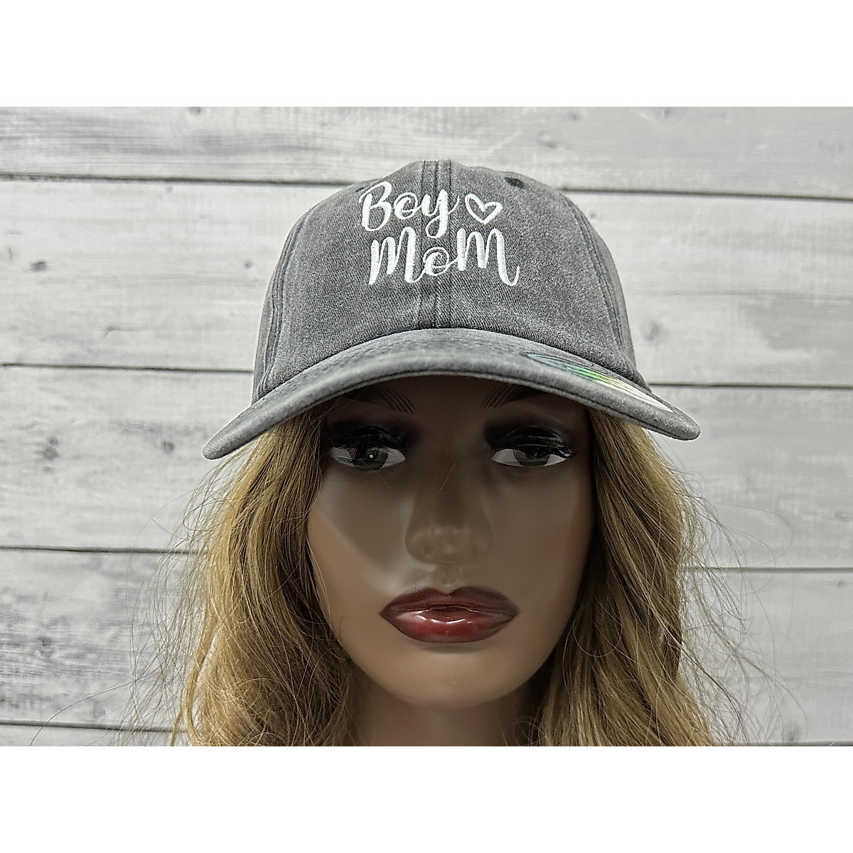 Shenbors Embroidered Boy's Mom Hat for Women, Washed Black Baseball Cap, Gift for Mama Mother, Embroidery Adjustable Snapback Trucker Hat