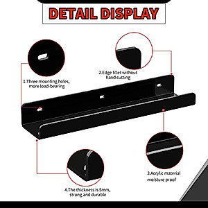 Hexsonhoma 16.5 Inches Black Wall Shelf, 1 Pack, Acrylic Wall Storage Shelf in U Shape, Thick Acrylic, Big Capacity Hold Max 30 Lbs