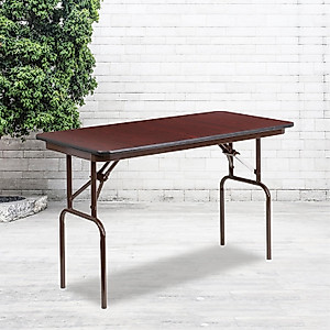 Flash Furniture Frankie 4-Foot Mahogany Melamine Laminate Folding Banquet Table
