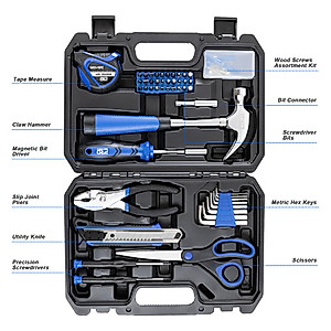 Prostormer 93-Piece Portable Tool Kit, Basic Household Repair Tool Set with Toolbox Storage Case, Small Starter Tool Box Kit for Homeowners and College Students