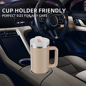 MURRICON 40 oz Tumbler with Handle and Straw,Reusable Vacuum Quencher Tumbler with Lid,Stainless Steel Insulated Travel Mug,for Coffee and Beverages(Rose Quartz)