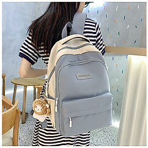 KOWVOWZ Backpack kawaii aesthetic cute back to school bag girls boys middle school student large capacity junior high schoolbag (Blue)
