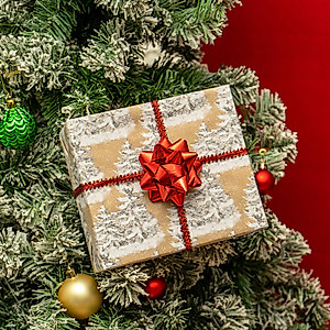 RUSPEPA Christmas Wrapping Paper, Jumbo Roll Kraft Paper - White Christmas Tree Design for Holiday Gift Wrap - 24 Inches x 100 Feet