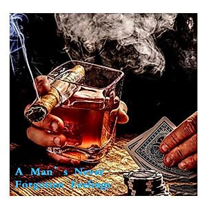 KNC Cigar Whiskey Glass - Old Fashioned Whiskey Glasses - Tumbler With Side Mounted Holder Cigar Rest-Best Accessories & Gifts for Drinking Bourbon and Scotch