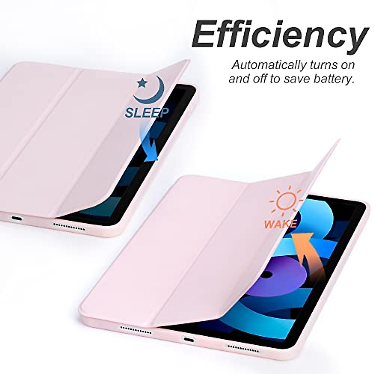 Migeec Case for iPad Air 5/4 generation 2022 2020 10.9 Standing Cover Auto Sleep/Wake Ultra Slim, Rosegold