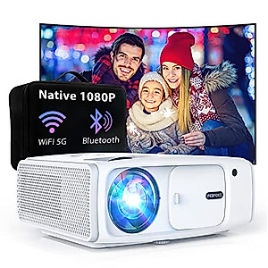 Febfoxs Portable Projector with WiFi and Bluetooth - 9500LUX Native 1080P Outdoor Projector, 400 ANSI Lumens UHD Movie Projector with Bag, Supports 4K & Zoom, Compatible w/Phone/PC/DVD/PS5