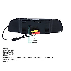 Backup Camera and Monitor Kit,Chuanganzhuo 4.3" Car Vehicle Rearview Mirror Monitor for DVD/VCR/Car Reverse Camera + CMOS Rear-view License Plate Car Rear Backup Parking Camera With 7 LED Night Vision