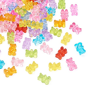 FASHEWELRY 200pcs Clear Acrylic Bear Beads Mixed Color Transparent Gummy Bear Spacer Beads Mini Cute Bear Loose Beads Bulk for Bracelet Necklace Earring Jewelry Making