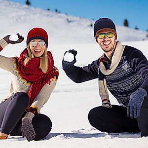 JaGely 6 Pcs Beanie Acrylic Warm Knit Hat Thick Soft Winter Hat Lined Beanie for Women Thermal Hat for Men Snow Retro Stocking Hats for Adult Ski Hike Outdoor Indoor