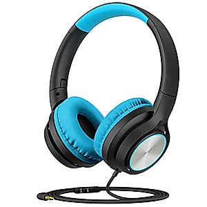 Kids Headphones with Microphone, Wired Headsets for Kid Child Teens Boys Girls with 85dB/94dB Volume Limit, Foldable Adjustable for School, Travel, 3.5mm Audio Jack for iPad, Tablet, PC, Chromebook
