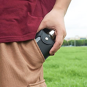 Delove Small Modern Glass Hip Flask with Removable Leather Sleeve - Durable Whiskey Flask for Men & Women - Leather Glass Flask for Liquor & Spirits,Wine (4oz x 4, Black)