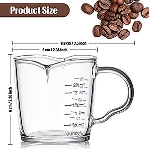 NCnnwovf Espresso Shot Glasses 70ML Triple Pitcher Barista Double Spouts With Pouring Handle (2)