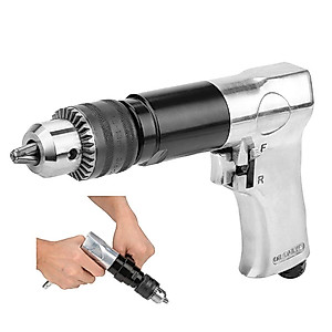 Air Drill 1/2,Pneumatic Air Drill, 900rpm CW/CCW Handle Type Reversible Variable Speed Drilling Tool Engraving Grinder with 360°Reversible Handle for Machinery Production, Furniture, Hardware
