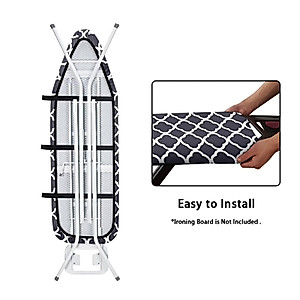 Psesaysky Iron Board Cover Resist Scorching Stretchable Iron Cover for Ironing Lattice Moroccan Geometric Trellis Soft Table Top Ironing Board Cover