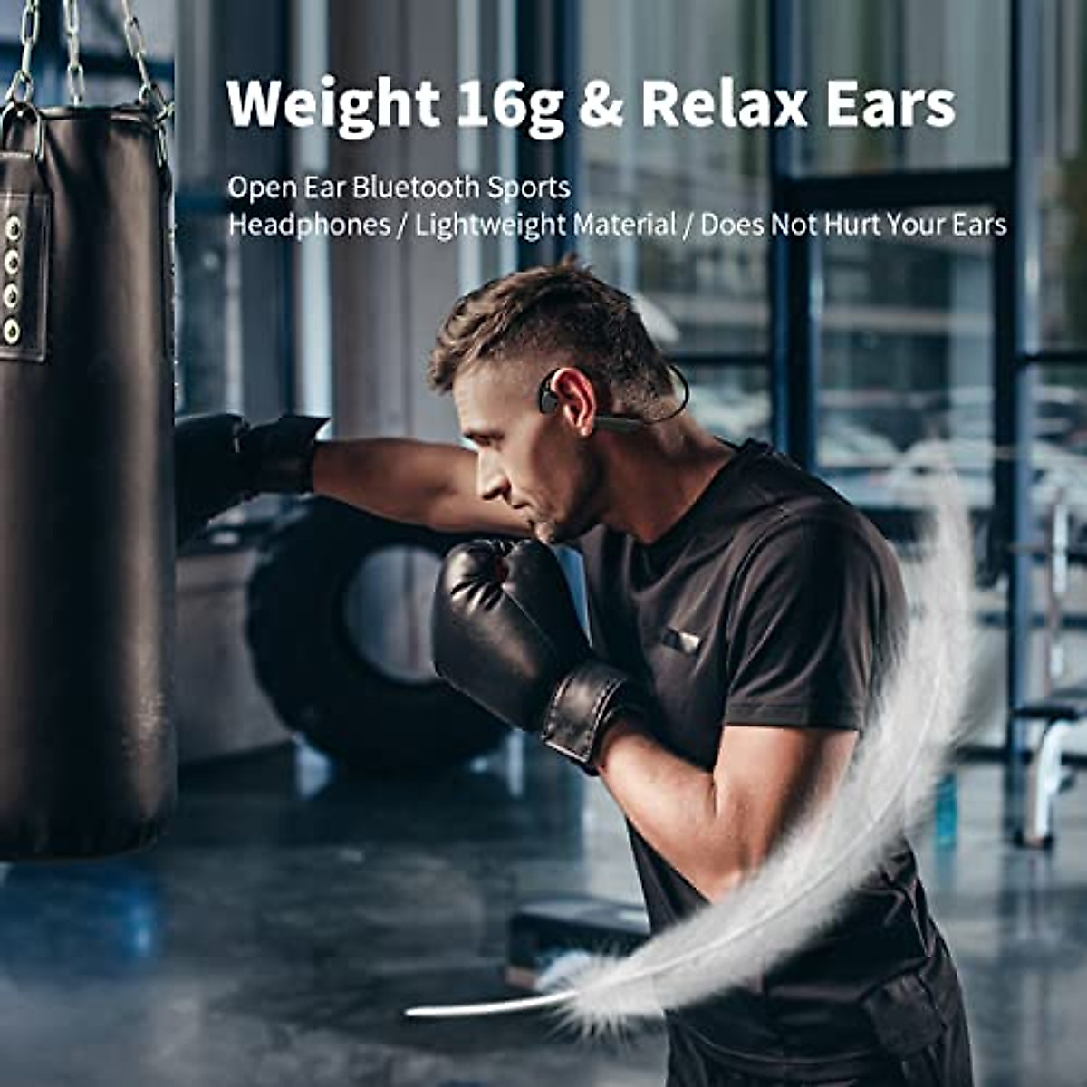 KAULUEDER Open Ear Conduction Headphones- V5.3 BluetoothSports Headphones- Built-in Microphone Waterproof Sweatproof Wireless Bluetooth Headset for Indoor/Outdoor/Hiking/Riding