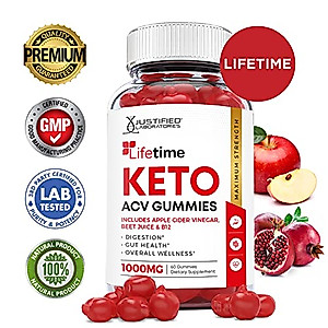 Justified Laboratories (3 Pack) Lifetime Keto ACV Boost Gummies 1000MG with Pomegranate Juice Beet Root B12 180 Gummys