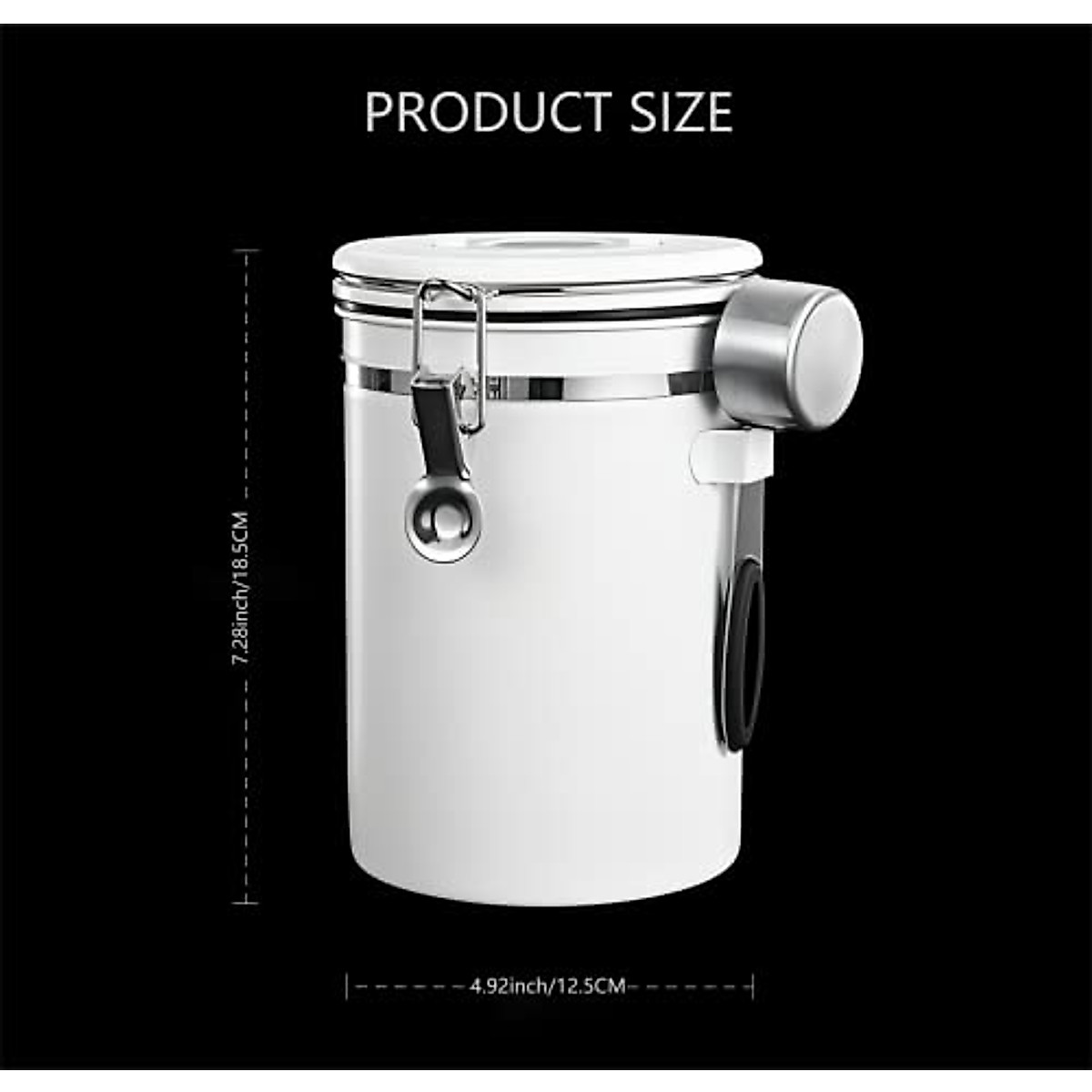 Coffee Canister, Airtight Stainless Steel Coffee Containers with Date Tracker and Scoop, 22OZ , White (Large)