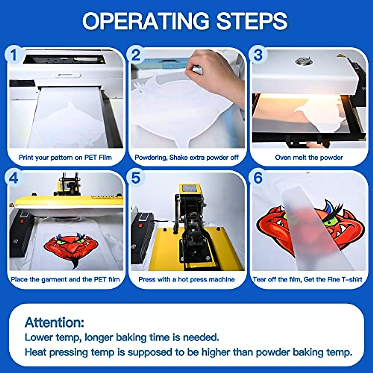 Yamation DTF Powder Kit, DTF Adhesive Powder Include Fine Medium Coarse, White Black DTF Transfer Powder Hot Melt Adhesive applies to All DTF Transfer Printers for Digital Prints on DTF Supply