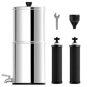 YITAHOME Gravity-fed Water Filter System, 2.25-Gallon 304 Stainless-Steel Gravity Water Purifier System, Countertop Filter System with 2 Filters, Stainless Steel Water Spigot