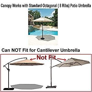 11ft Patio Umbrella Replacement Canopy Market Umbrella Top Outdoor Umbrella Canopy with 8 Ribs,Faded Resistant and UPF 50+ Sun Protection Sunbrella Fabric (Beige)