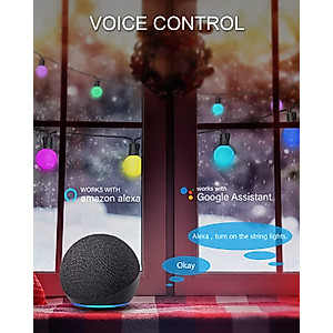 ASAHOM Smart LED Outdoor String Lights, 50ft G40 RGB Globe Patio Lights, 25 Shatterproof Multi-Color LED Bulbs, Voice & WiFi APP Control, Waterproof Connectable Hanging Lights for Garden Party Decor