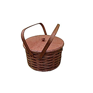 Amish Wares Round Double Pie Basket with Two Swivel Handles, Divider Tray and Lid - Authentic and Collectible Basket Handmade in USA
