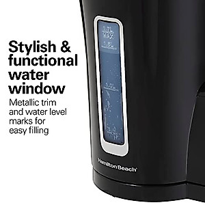Hamilton Beach 41038 Electric Tea Kettle, Water Boiler & Heater, Cordless Serving, Auto-Shutoff Dry Protection, 1500 Watts for Fast Boiling, 1.7 Liter, Black