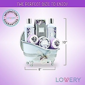 Valentines Bath Gift Basket Set for Women: Relaxing at Home Spa Kit Scented - Lavender and Jasmine with Large Bath Bombs, Salts, Shower Gel, Body Butter Lotion, Bath Oil, Bubble Bath, Loofah & More