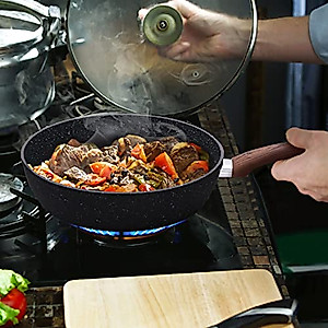 MAISON ARTS 12 Piece Pots and Pans Set Kitchen Cookware Sets Nonstick Granite Cooking Set for Induction & Dishwasher Safe, Oven, Stovetop, Black