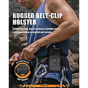 AMRHINO for Samsung Galaxy S21 Ultra Case with Built-in Screen Protector & Kickstand & S Pen Holder & Rugged Belt-Clip, Full-Body Heavy Duty Phone Case for Samsung S21 Ultra 5G 6.8 inch, Black