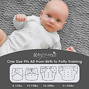 wegreeco Washable Reusable Baby Cloth Pocket Diapers 5 Pack + 5 Bamboo Inserts (Animal Party)