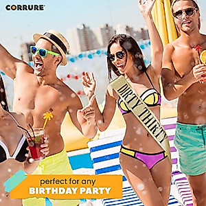 CORRURE 'Dirty Thirty' Birthday Sash with Glitter - Gold Glitter Birthday Sash with Black Foil - Dirty 30 Sash for Girls - Ideal Thirty Party Favors Supplies and Decorations for Your 30th Bday Party