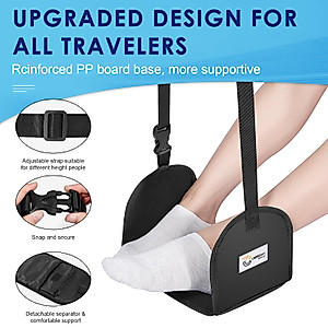 CERBONNY Airplane Foot Rest - Portable and Adjustable Foot Hammock,Airplane Travel Flight Essential for Relaxing Your Feet During Airplane Journeys - Office Footrests (Black)