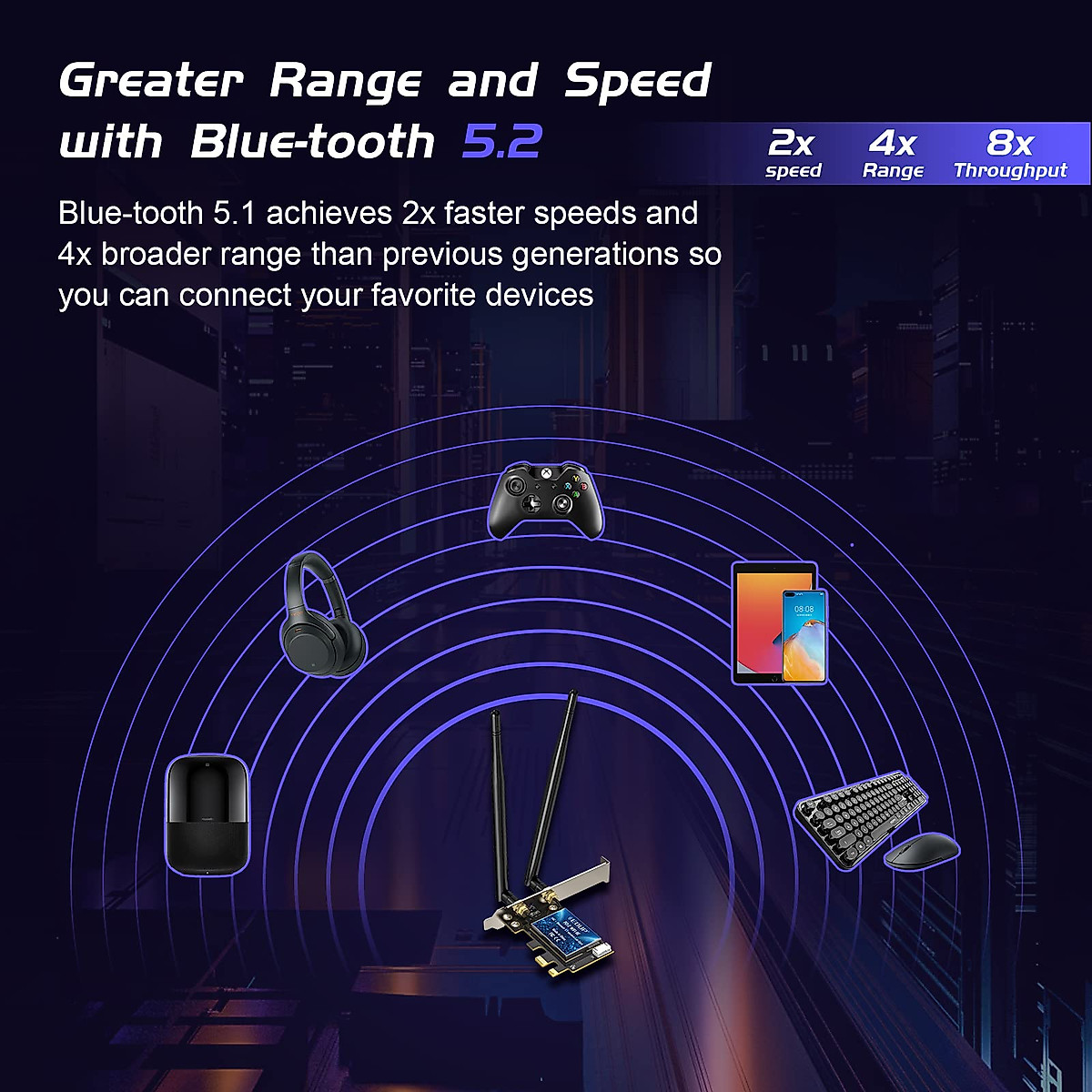 AX5400Mbps WiFi Card Wi-Fi 6E Bluetooth 5.2 Tri-Band AX210 PCIE Wireless WiFi Adapter Network Cards 6GHz/5GHz/2.4GHz MU-MIMO Ultra-Low Latency for Desktop PC Windows 10/11 64-bit (Model EP-9651)