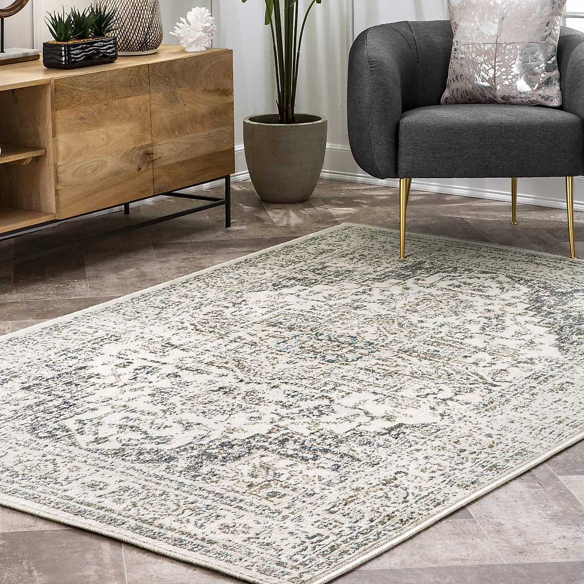 nuLOOM Tanith Vintage Medallion Area Rug, 11x15, Cream